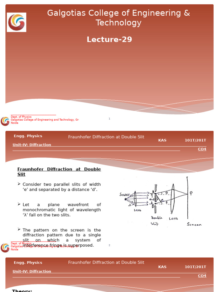 Diffraction Lecture 29 Pdf Diffraction Electromagnetic Radiation