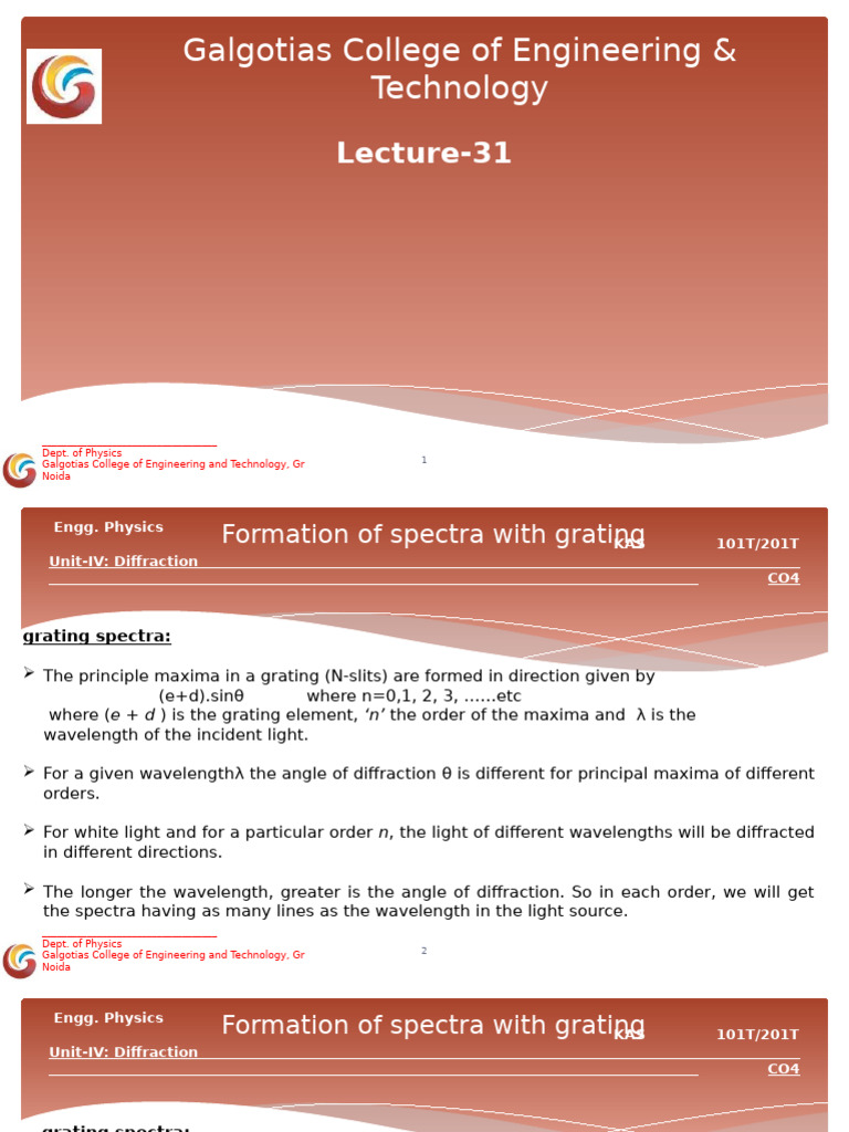 Diffraction Lecture 31 Pdf Diffraction Spectroscopy