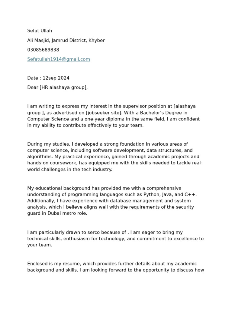 Cover Letter New | PDF