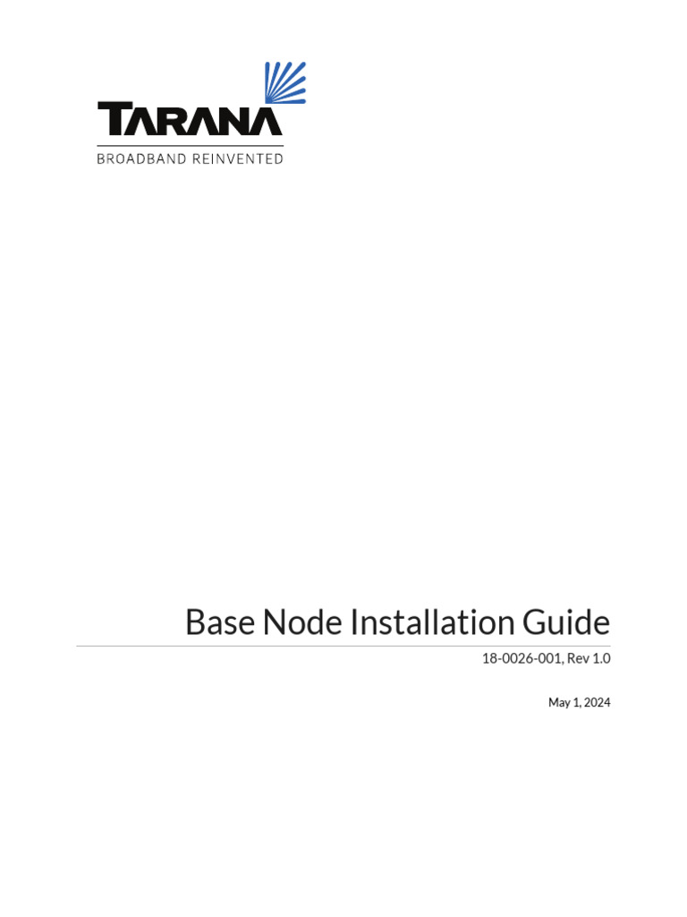 Tarana G1 BN Installation Manual | PDF | Ip Address | Port (Computer Networking)