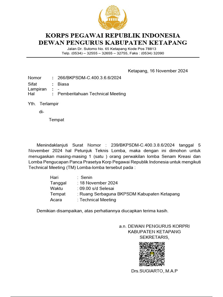 Surat Pemberitahuan TM | PDF