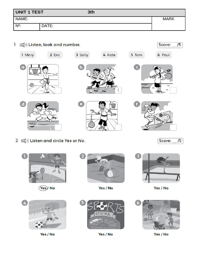 3º-Unit 1 Test | PDF