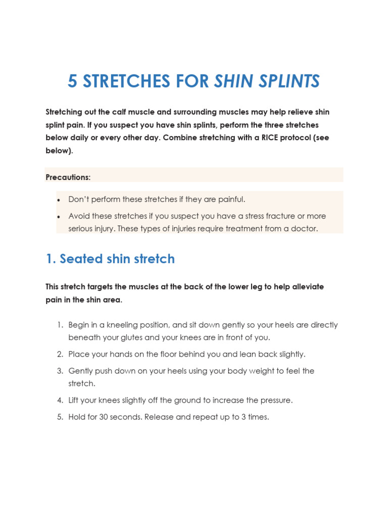 5 Stretches For Shin Splints | PDF | Foot | Running