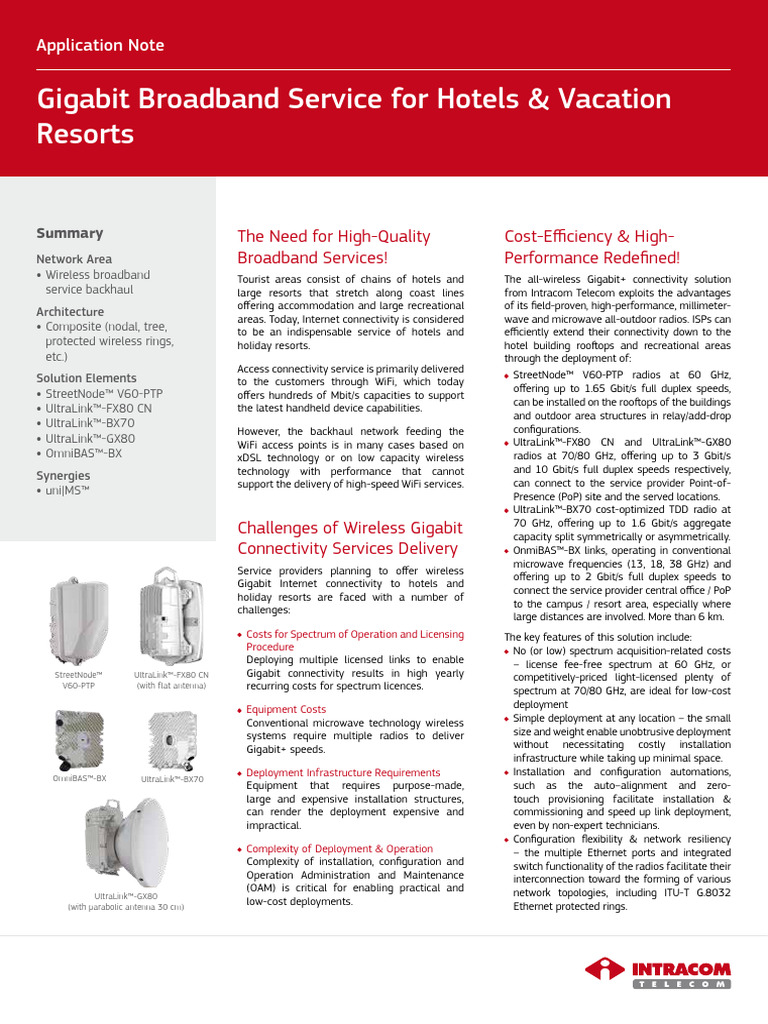 Gigabit Broadband Service For Hotels and Vacation Resorts | PDF | Wi Fi ...