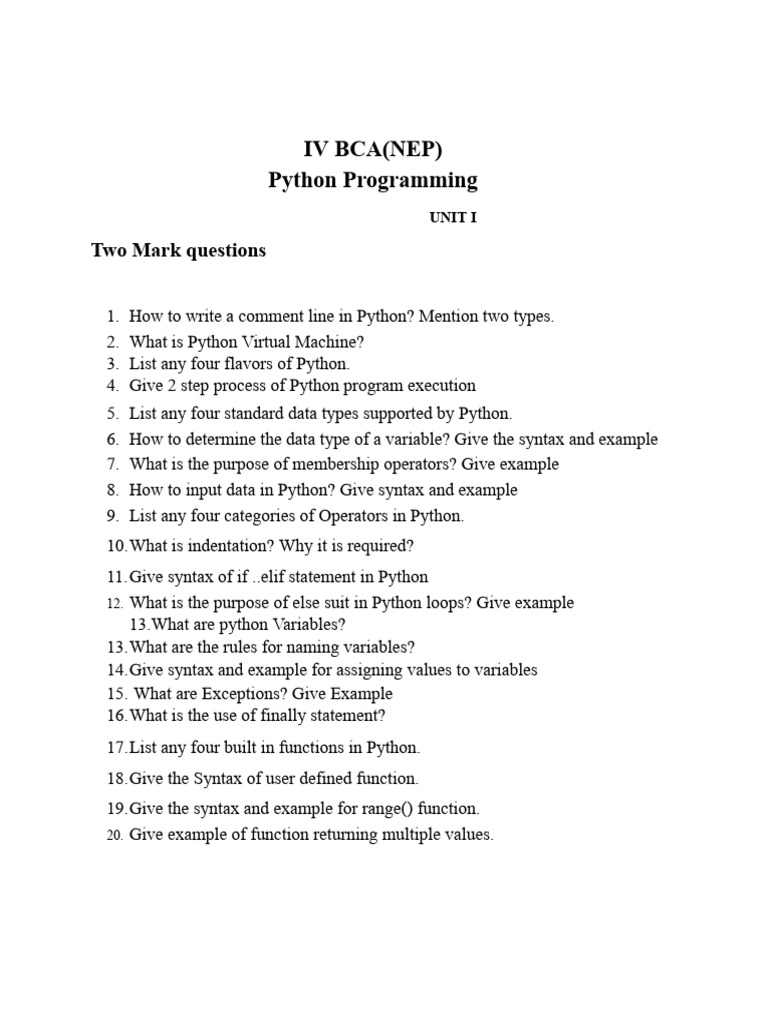 Python Question Bank | PDF | Method (Computer Programming) | Table ... Python Question Bank | PDF | Method (Computer Programming) | Table ...