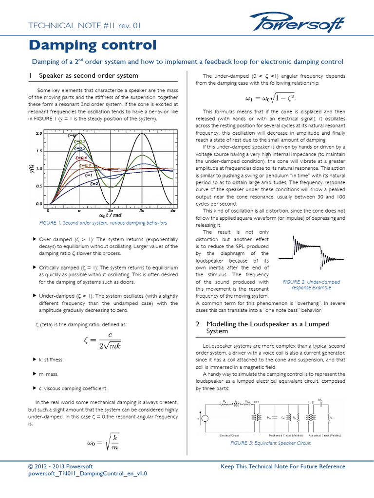 Powersoft TN011 DampingControl en v1.0 | PDF | Amplifier | Sound Technology