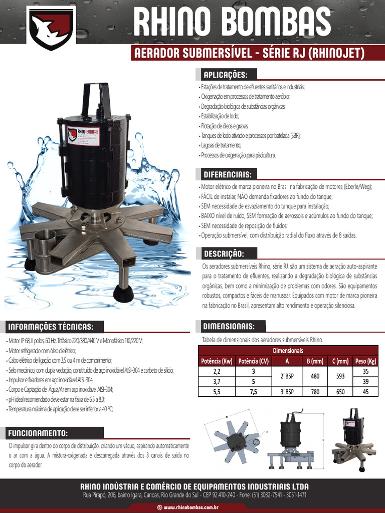 Ficha Técnica Aerador RHINO 21 PP | PDF | Motores