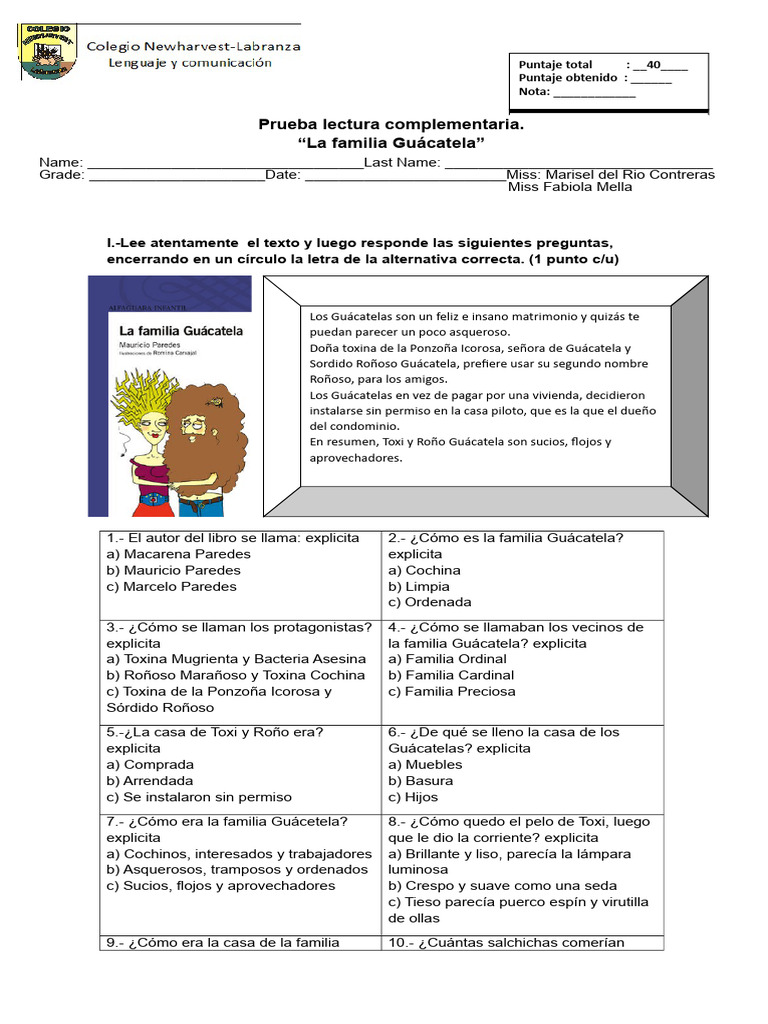 Prueba de La Familia Guacatela | PDF