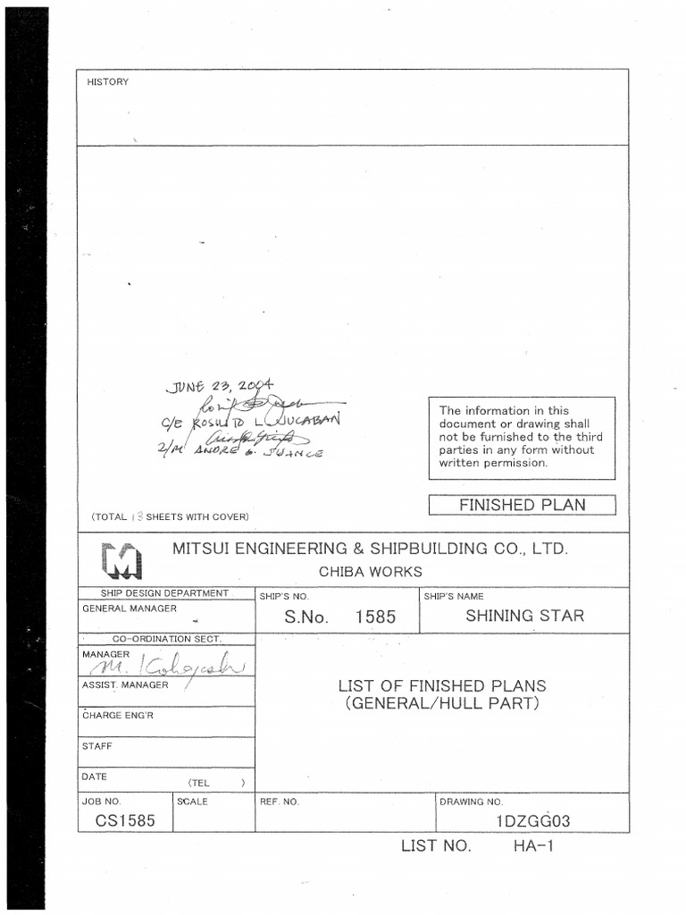 Ha-1 List of Finished Plans (General-Hull Part) | PDF | Hull ...