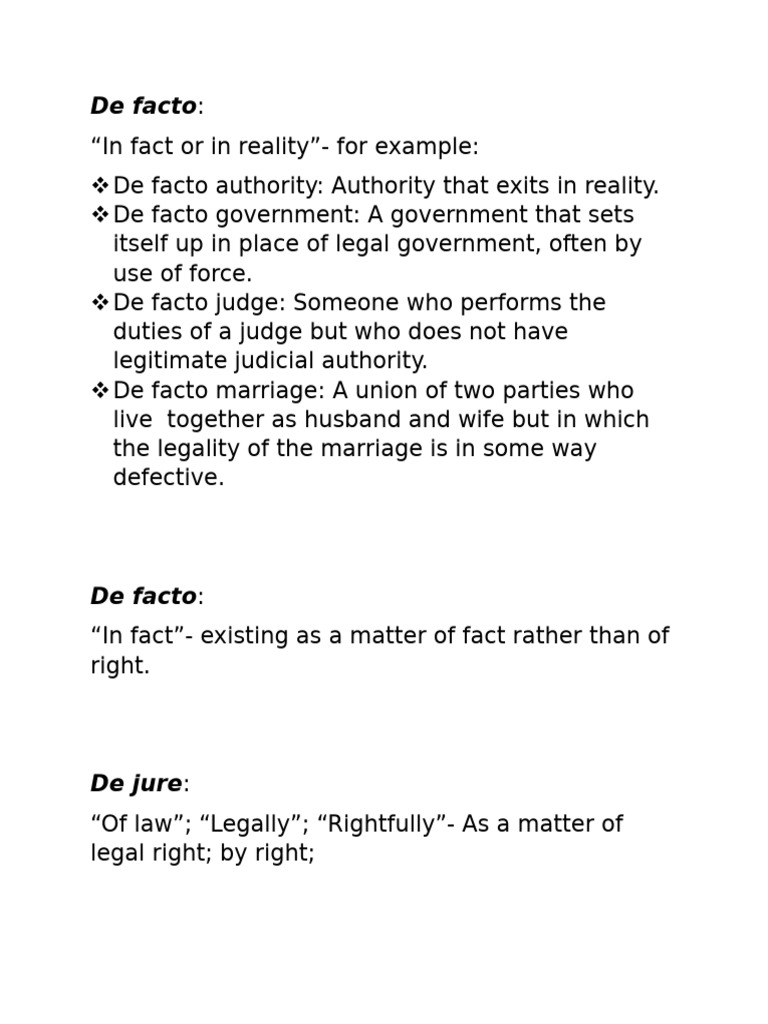 Legal Terms Explained: De Facto and More | PDF | Standard Of Review ...