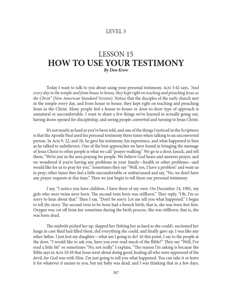De l3 l15 - How To Use Your Testimony | PDF | Jesus | Acts Of The Apostles