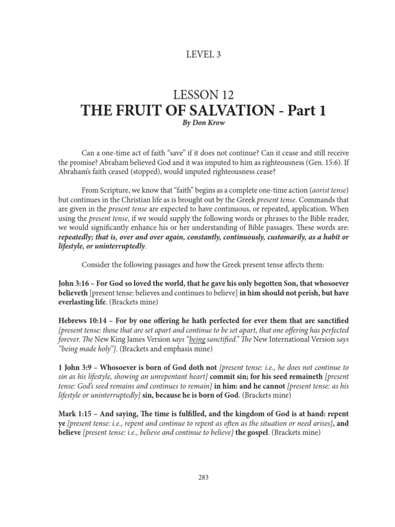 De L3 L12 - Fruit of Salvation 1 | PDF | Perseverance Of The Saints ...