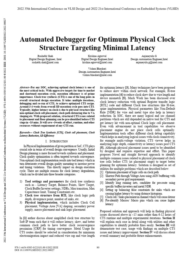 Automated Debugger For Optimum Physical Clock Structure Targeting Minimal Latency | PDF