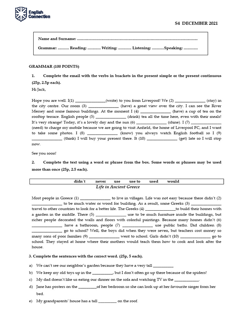 S4 Exam | PDF | Body Language | Nonverbal Communication