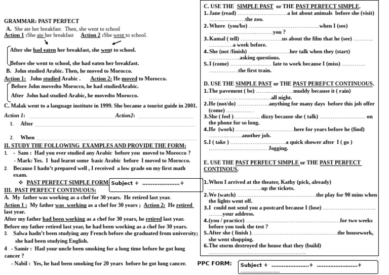 Past Perfect PRACTICE | PDF | Language Mechanics | Grammar