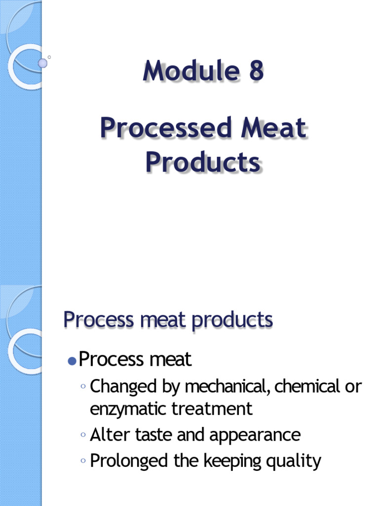Module 8. Presentation | PDF | Sausage | Curing (Food Preservation)
