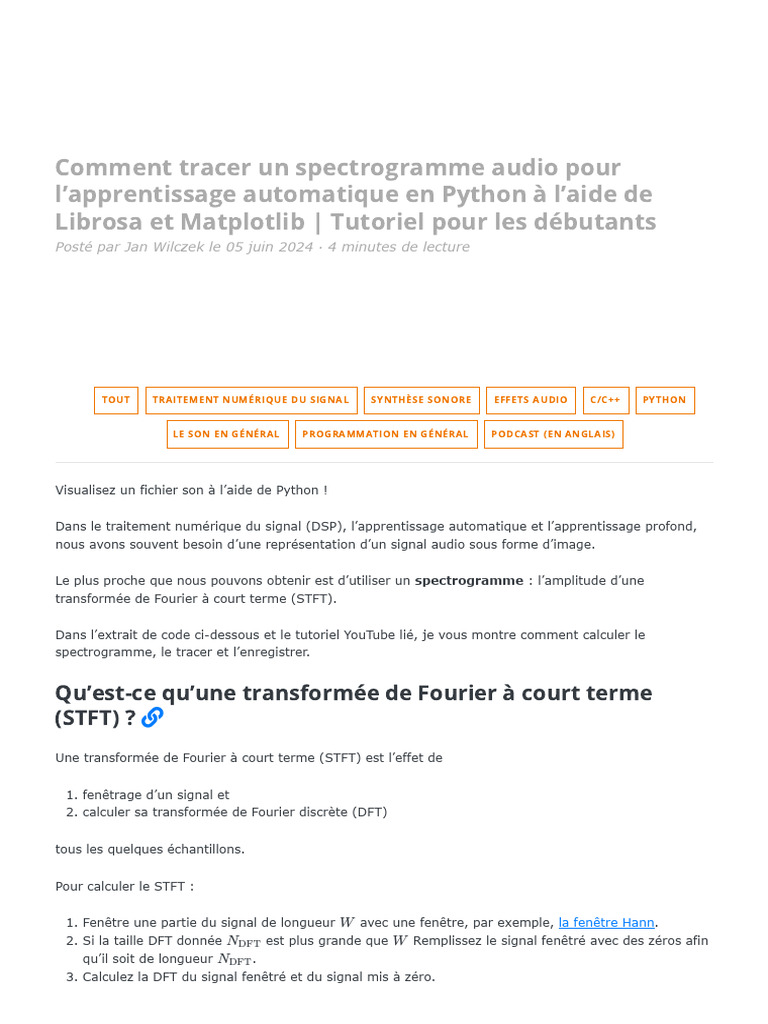 Tracer un spectrogramme audio en Python | PDF | Transformation de ...