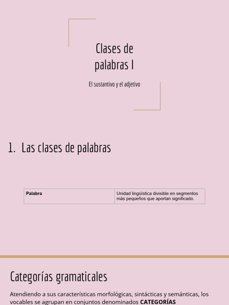 Clases de Palabras I - EL SUSTANTIVO Y EL ADJETIVO | PDF | Palabra ...