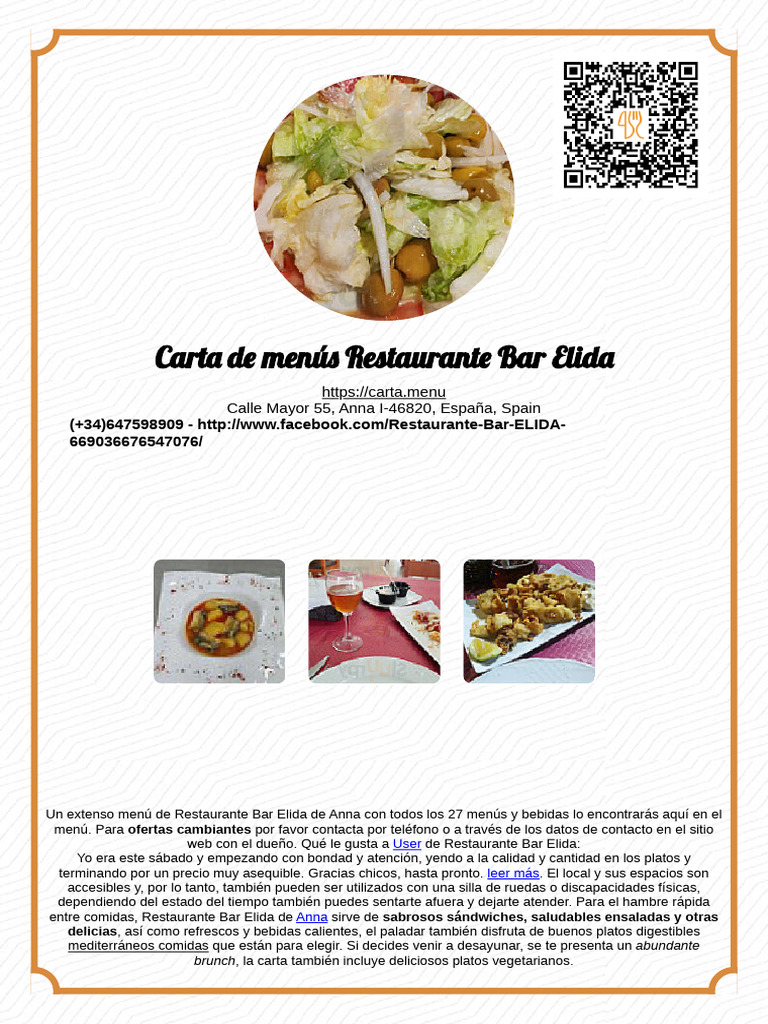 Restaurante Bar Elida Anna Carta | PDF | Restaurantes | Mariscos