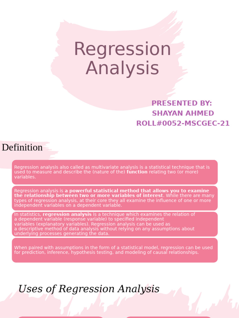Regression Analysis Presentation | PDF | Coefficient Of Determination | Regression Analysis