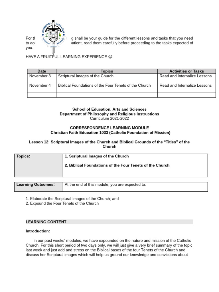 CFED 3 Week 12 Module Images N 4 Marks | PDF | Christian Church | Paul The Apostle