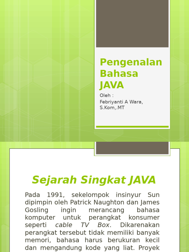 Pengenalan Bahasa JAVA | PDF | Metode & Bahan Ajar | Komputer