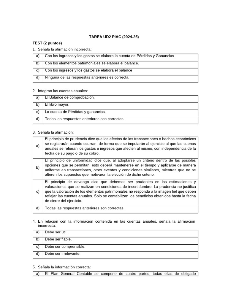 Tarea Ud2 Piac | PDF | Contabilidad | Estado financiero