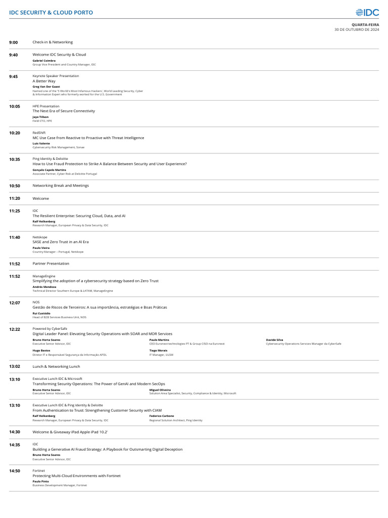 IDC Security & Cloud Porto | PDF | Computer Science | Information ...