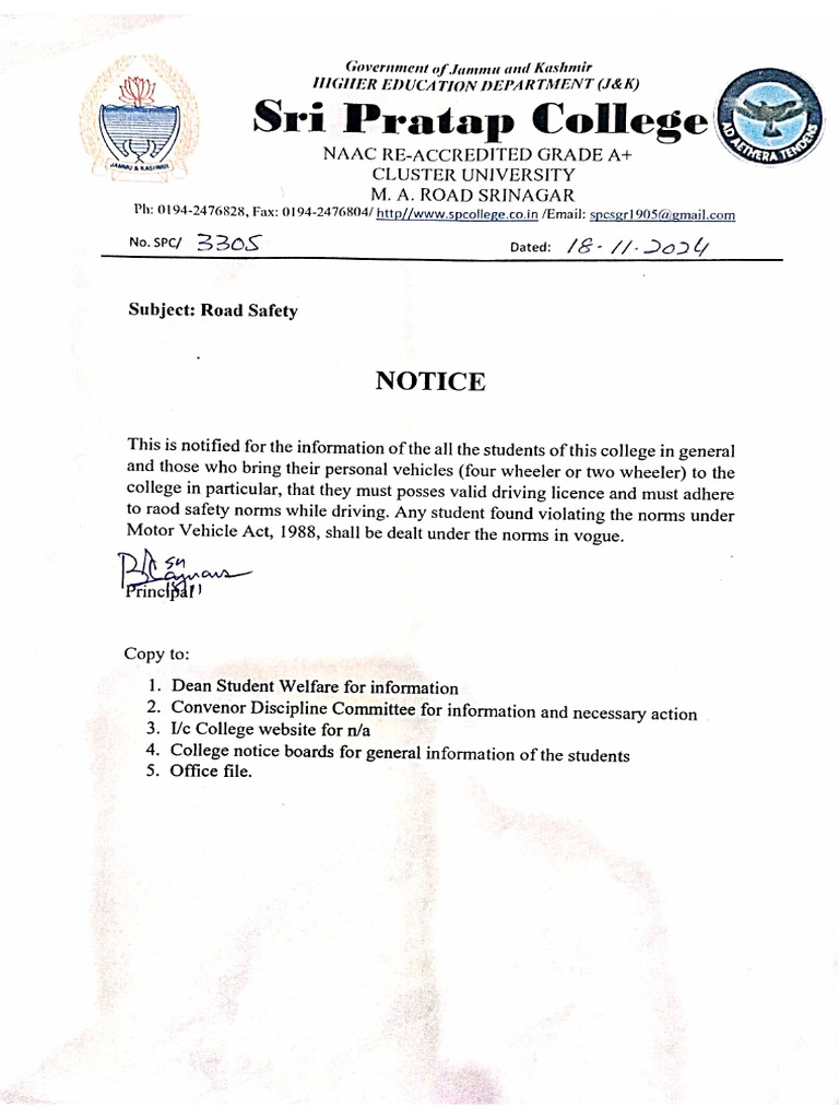 Road Safety Circular Notice | PDF