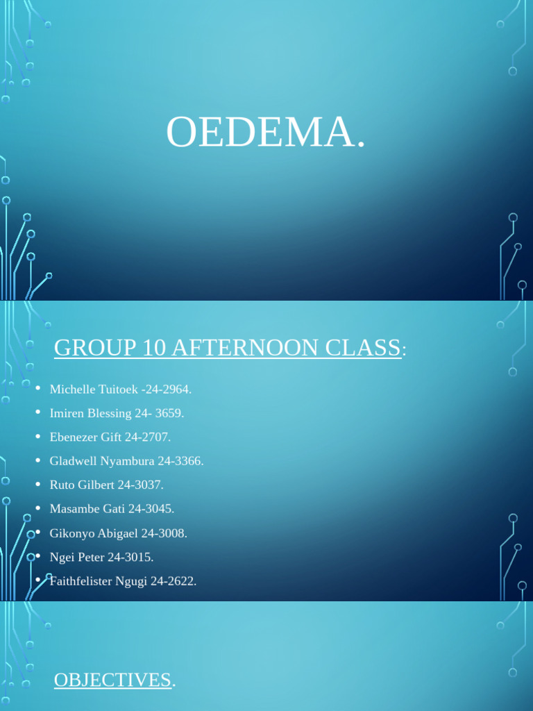 OEDEMA Presentation | PDF | Edema | Medical Specialties