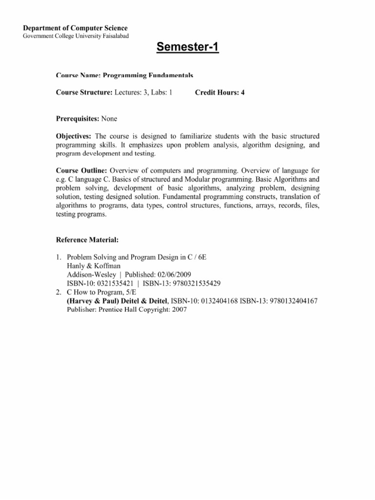 Programming Fundamentals BSCS | PDF