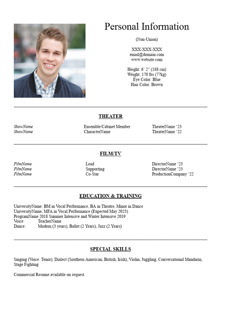 Acting Resume Template 3 | PDF