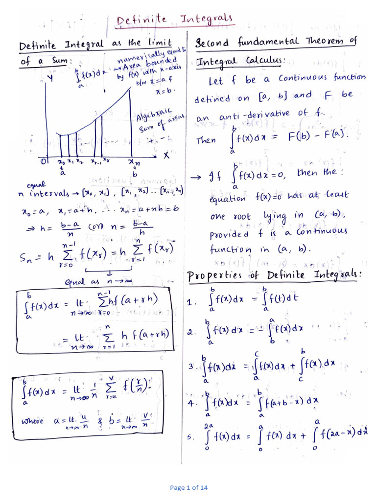 Math Short Notes - IIT - Definite Integrals, AOI, DE, Probability | PDF ...