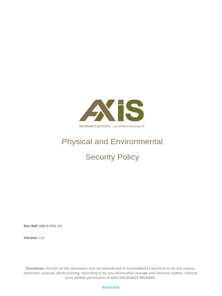 ISMS - 003 Physical and Environmental Security Policy | PDF | Access ...