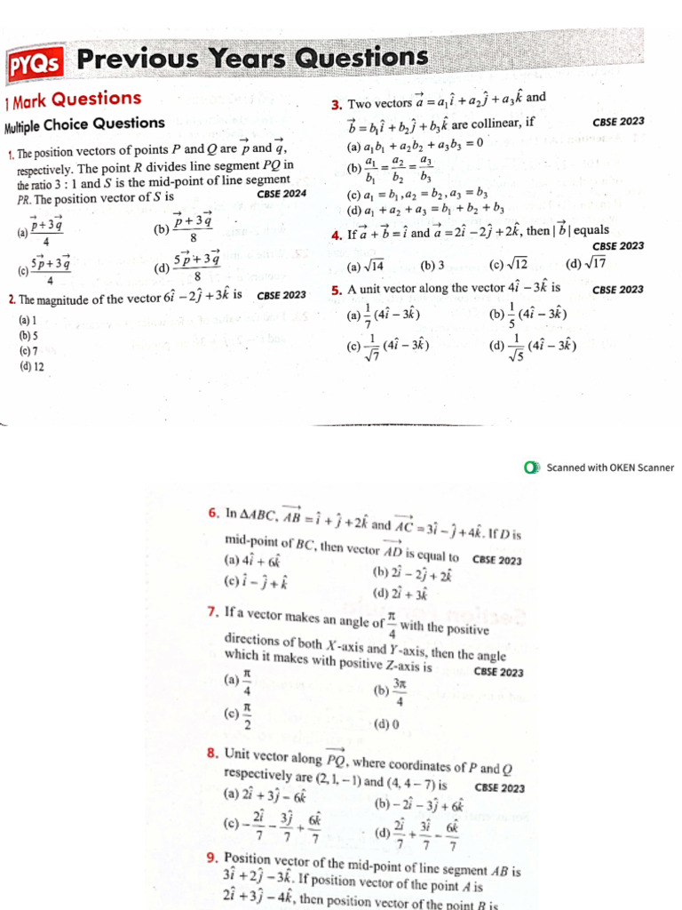 Vector Algebra Questions | PDF