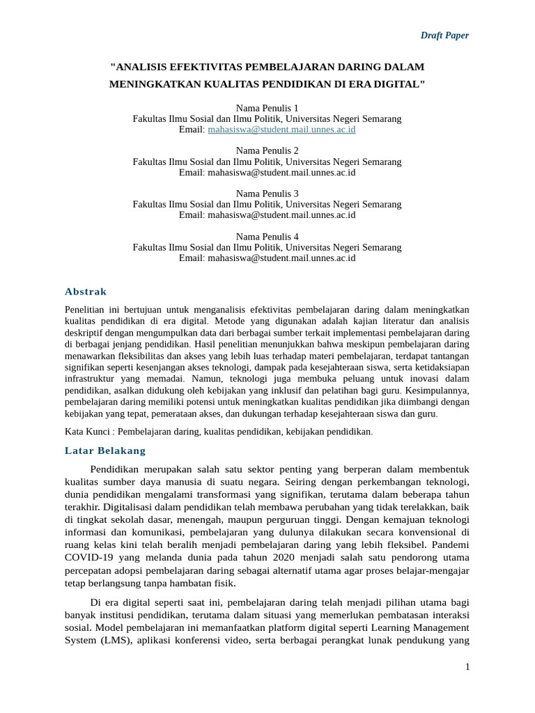 (NIM - Nama MHS) Judul Paper | PDF