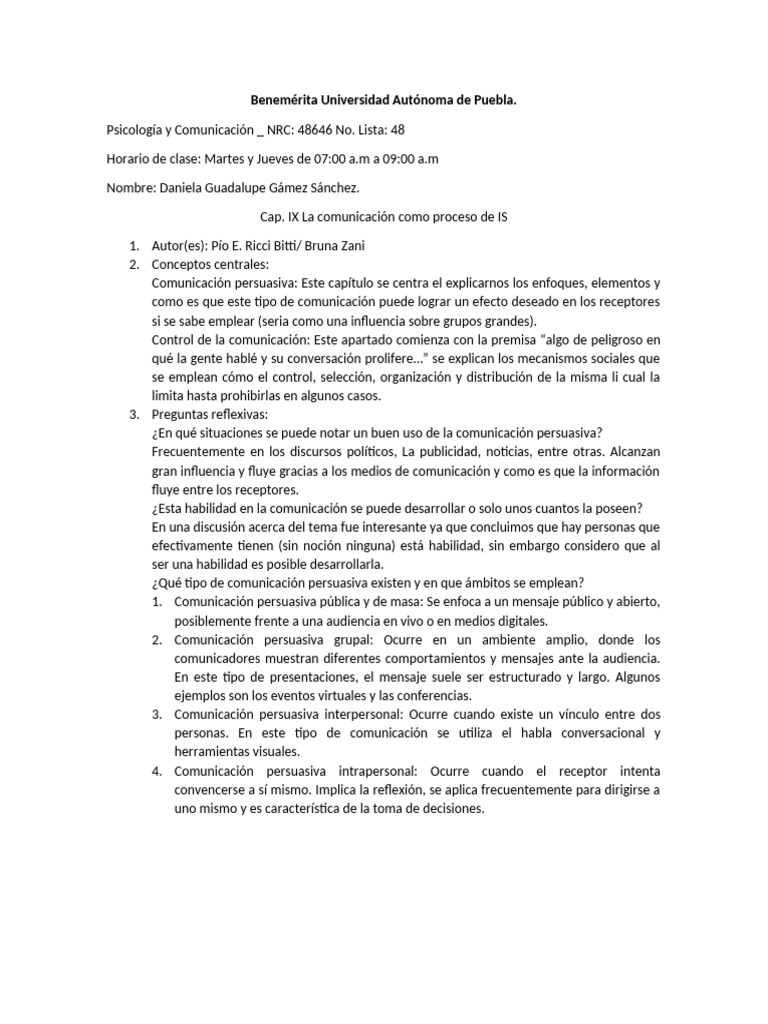 Resumen Capitulo IX La Comunicación Como Proceso de IS | PDF | Comunicación | Cognición