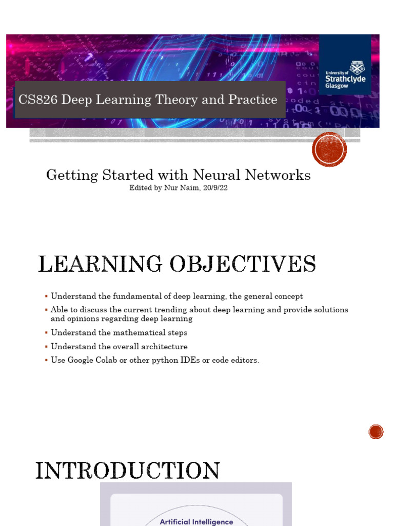 Week 1 CS826 - Review and Getting Started With Neural Networks | PDF | Artificial Neural Network ...