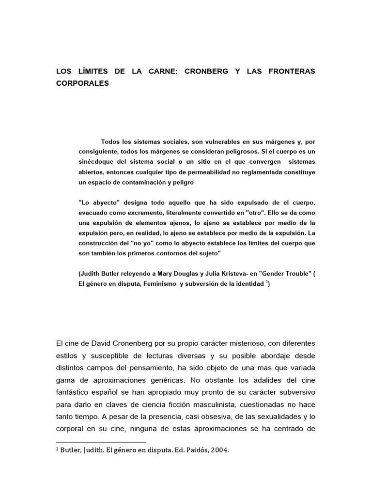 Cronenberg: Cuerpo, Género y Abyección | PDF | Género | Estudios de género