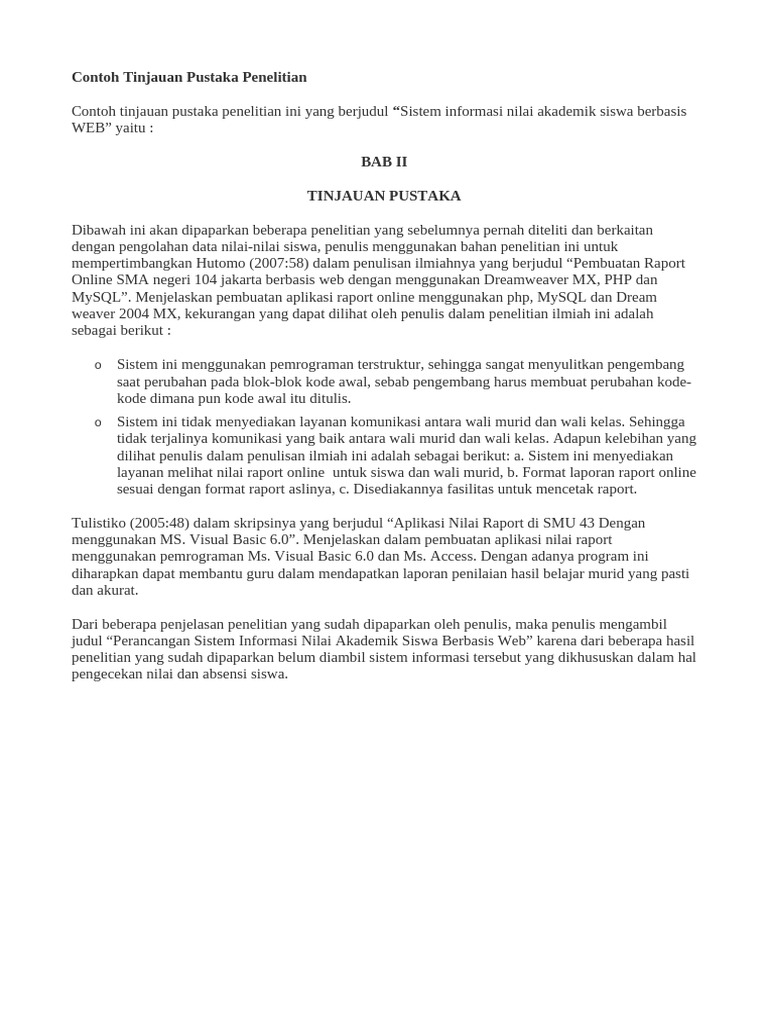 Contoh Tinjauan Pustaka Penelitian Zulfah | PDF