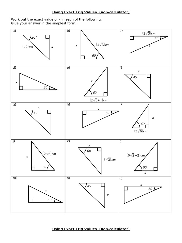 Trig Values for Math Students | PDF