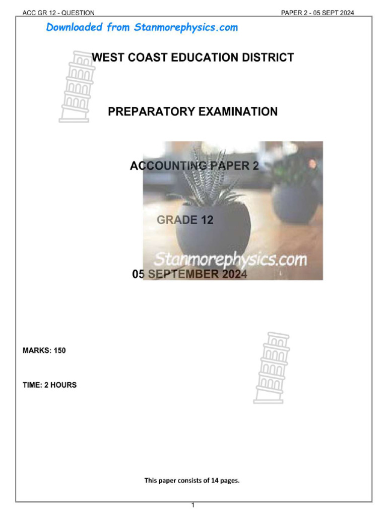 WC Accounting Grade 12 September 2024 P2 and Memo | PDF