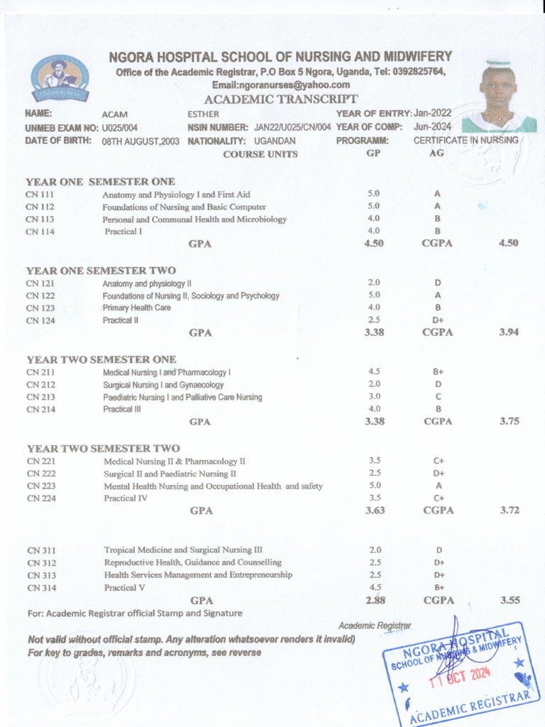 Academic Transcript Pdf