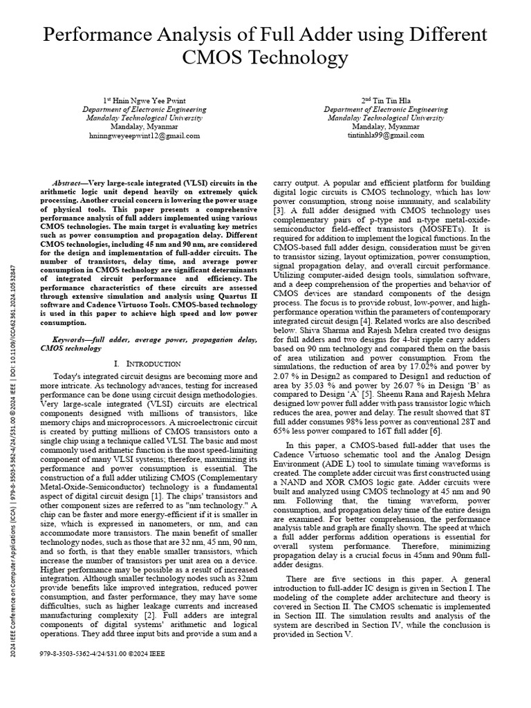Batch 04 Base Paper | PDF | Logic Gate | Cmos