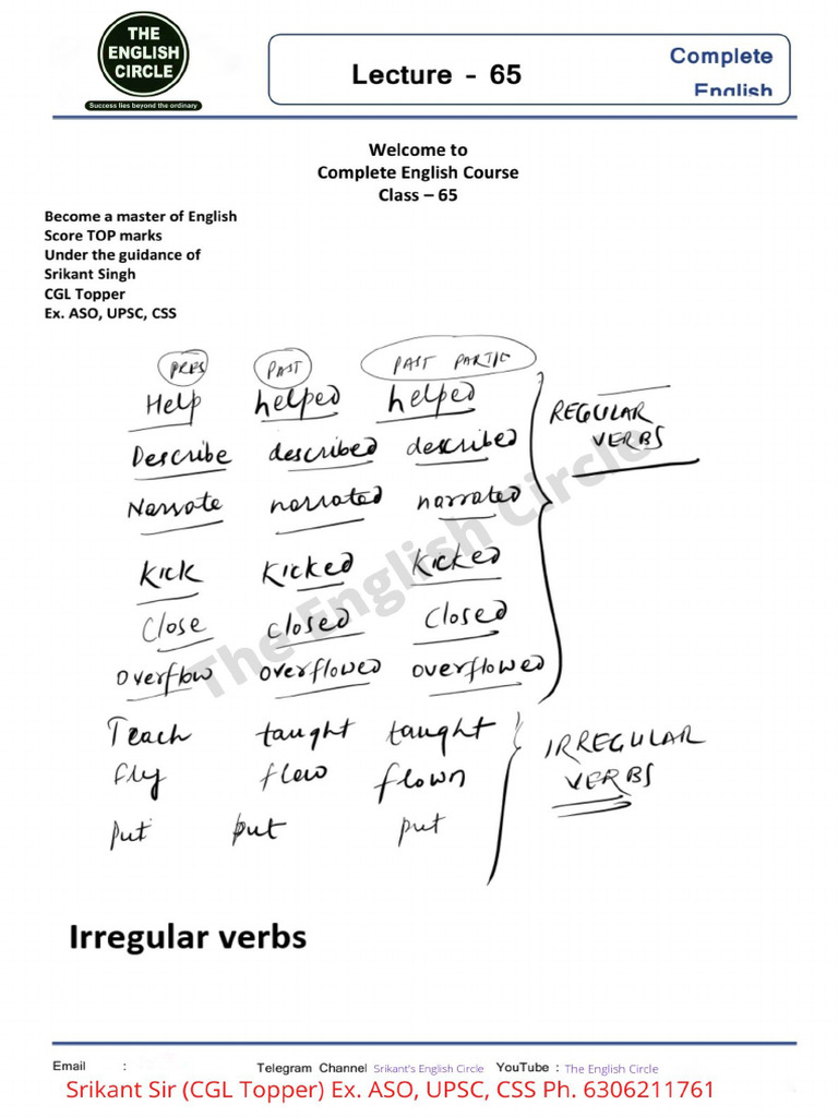Important Irregular Verbs 01 | PDF