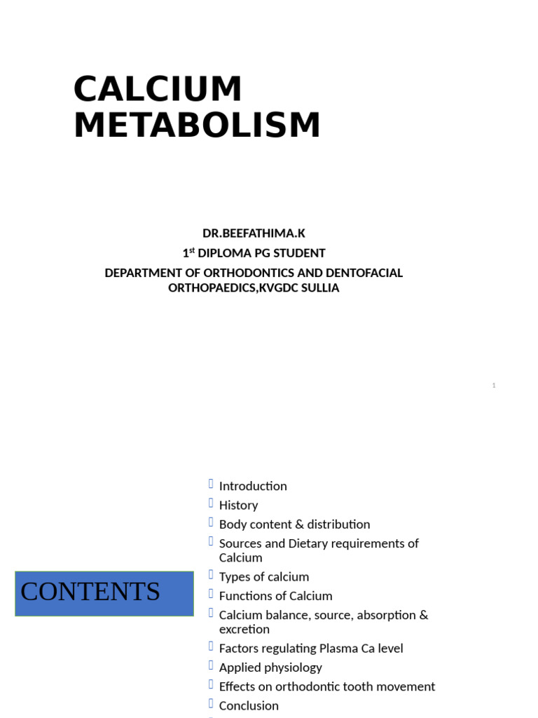 CALCIUM METABOLISM | PDF | Vitamin D | Osteoporosis