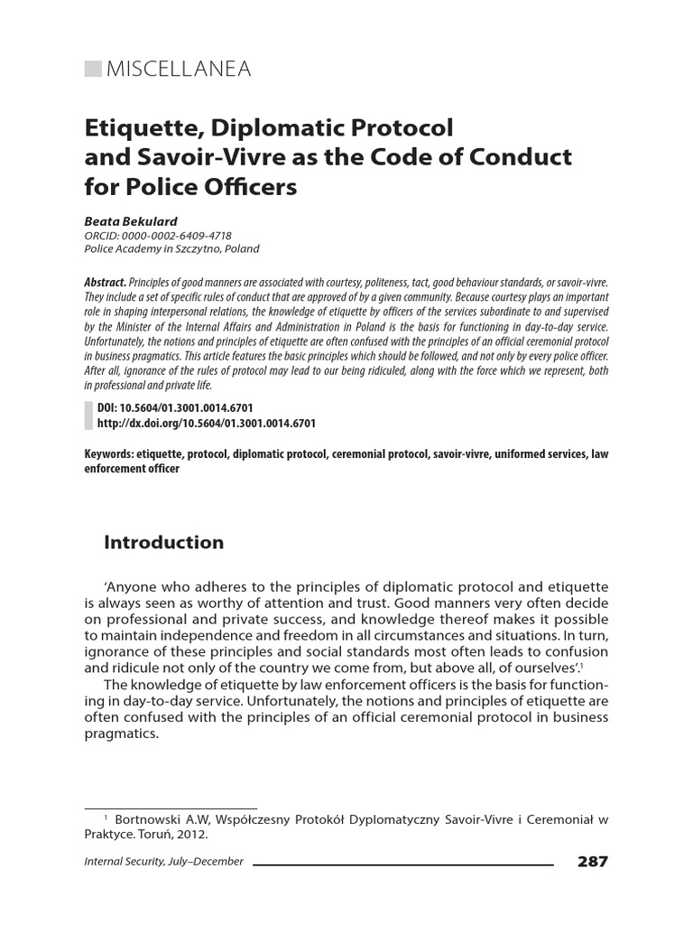 Diplomatic Protocol for Police Officers | PDF | Etiquette
