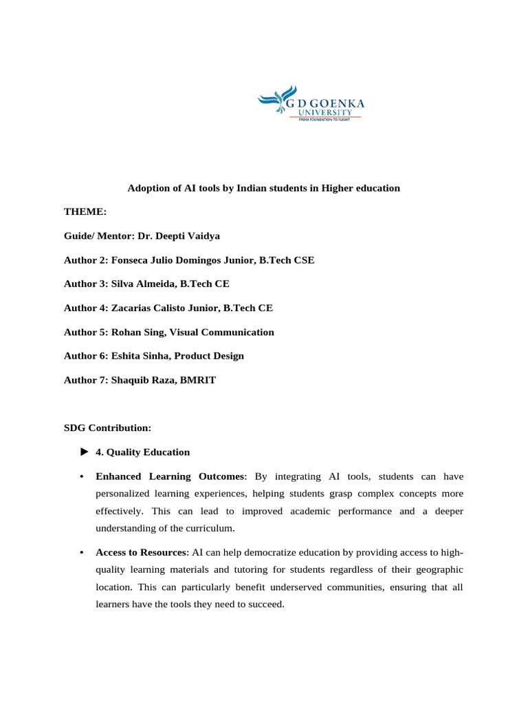 Adoption - of - AI - Tools - by - Indian - Students - in - Higher - Education Revised | PDF ...