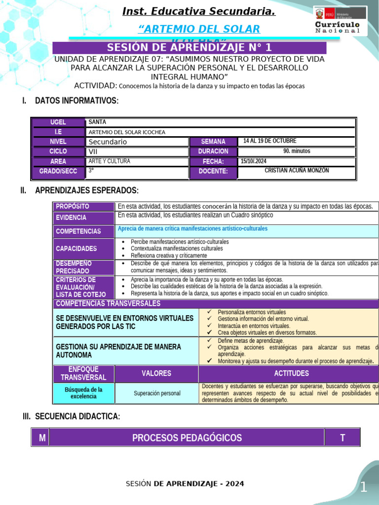 3° 4° Ses Act 01-Ayc-U7 | PDF | Aprendizaje | Evaluación