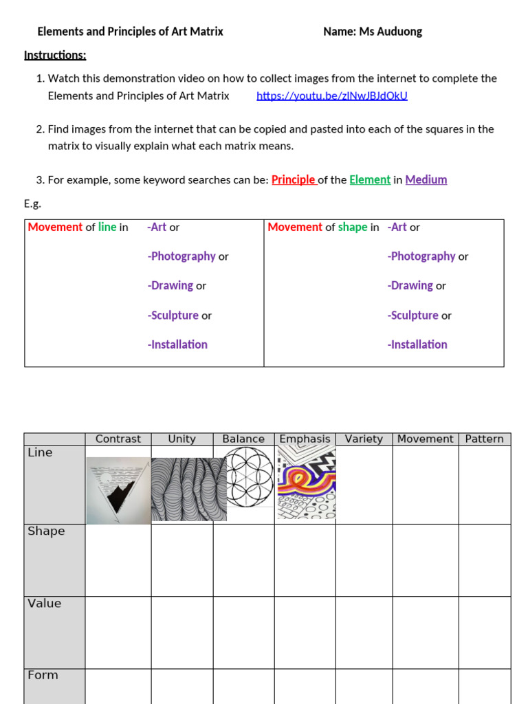 Principles Matrix Table Template Year 8 1 | PDF